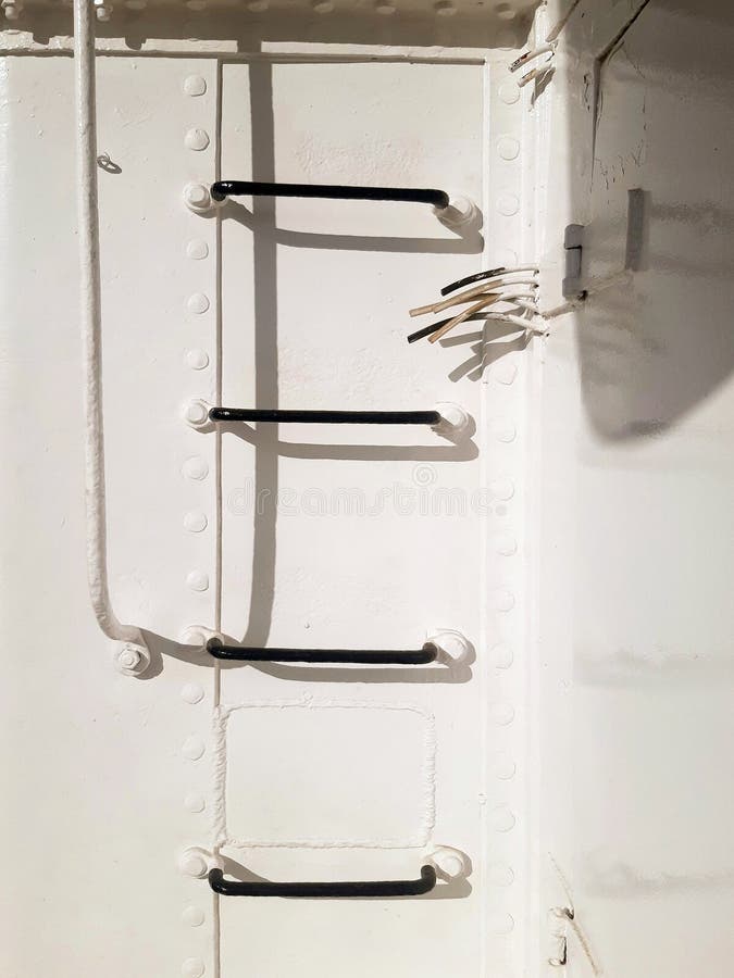 Ship Ladder on Ship Deck. Vertical Iron Marine Ladder for Access ...