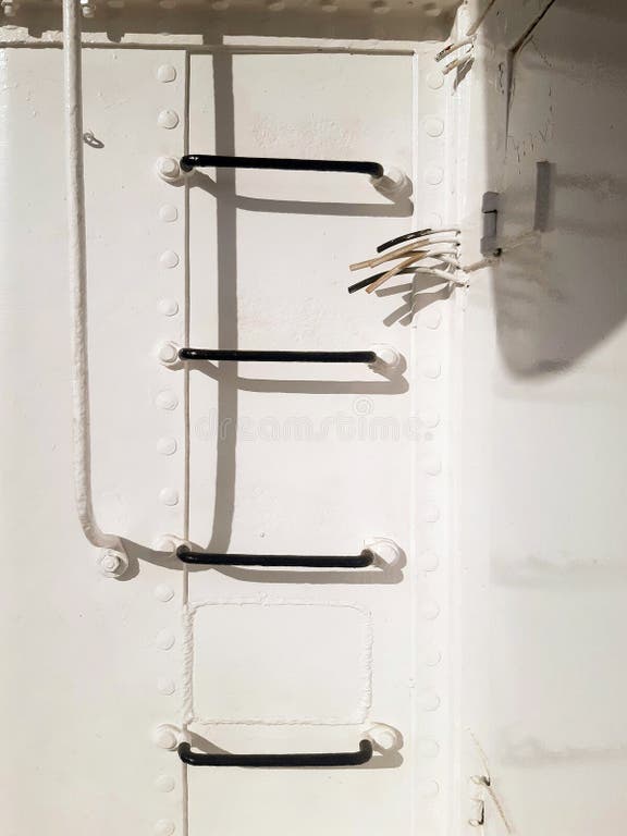 Ship Ladder on Ship Deck. Vertical Iron Marine Ladder for Access ...