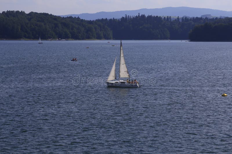 Ship on the lake stock image. Image of wave, lake, wind - 43645997