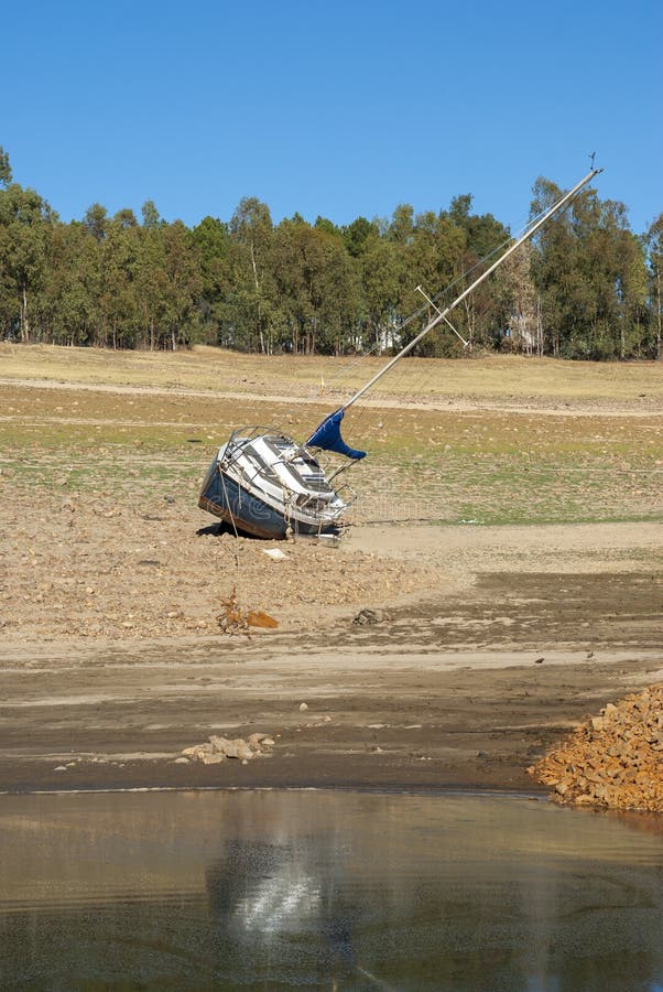 Ship on Land Far from the Water Due To Drought in Vertical with ...