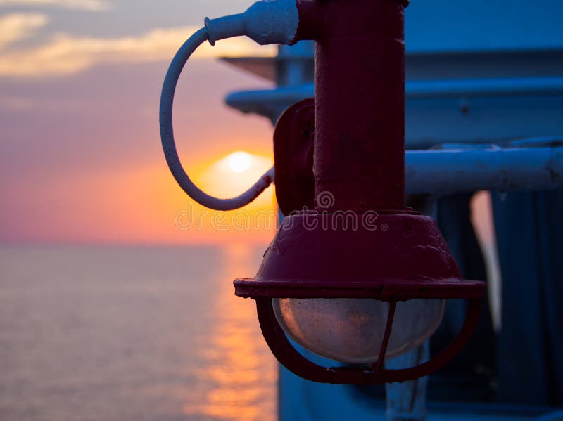 Ship Light during Sunset in Greek Islands Stock Photo - Image of ...