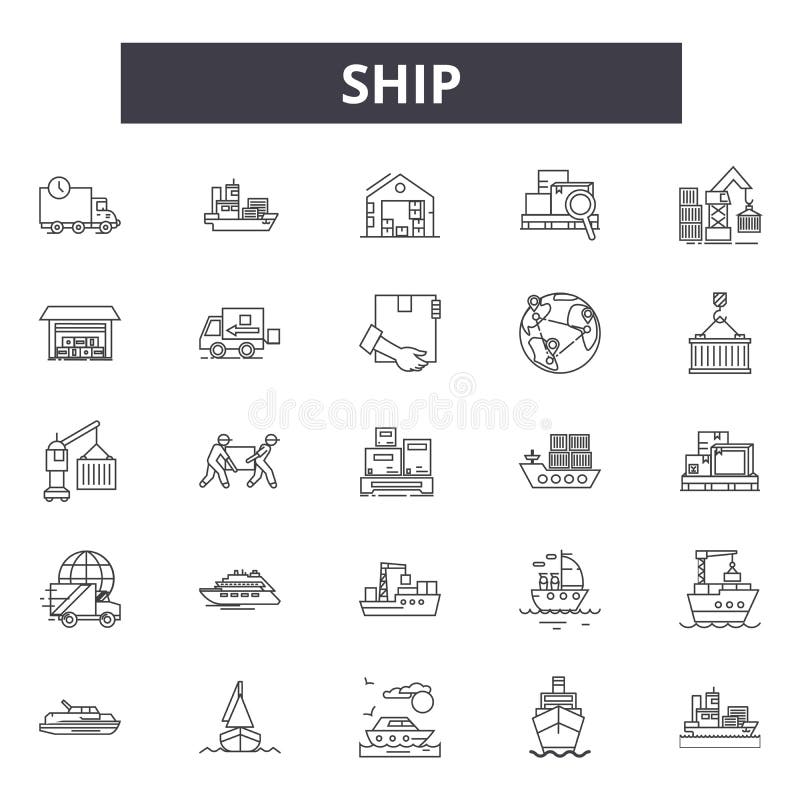 Ship Line Icons, Signs, Vector Set, Linear Concept, Outline ...