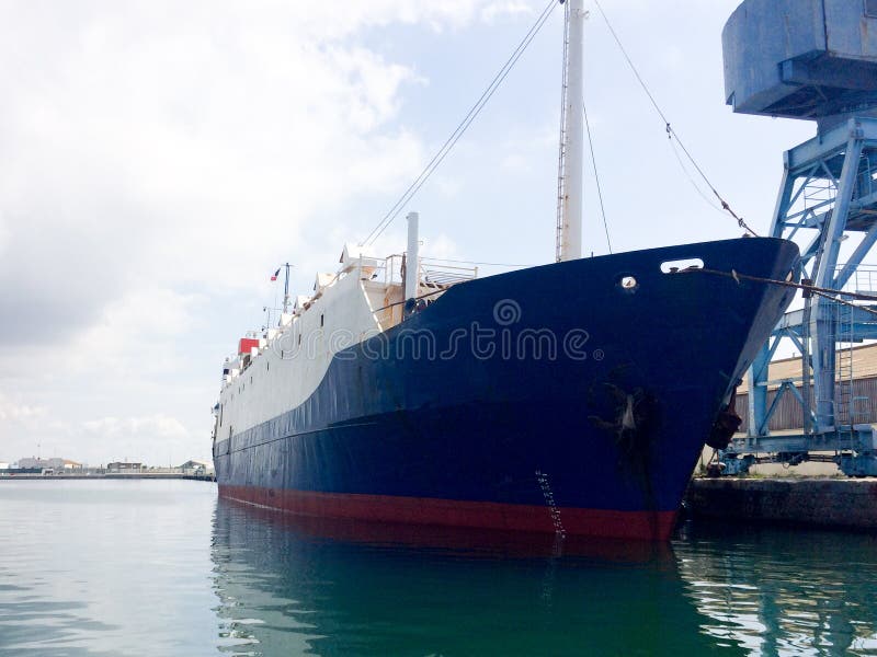 Ship Liner Boat at the Seaport Stock Image - Image of craft, freighter ...