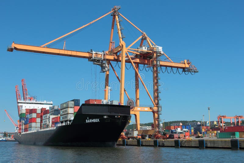 Ship Loading in Container Terminal Editorial Photography - Image of ...