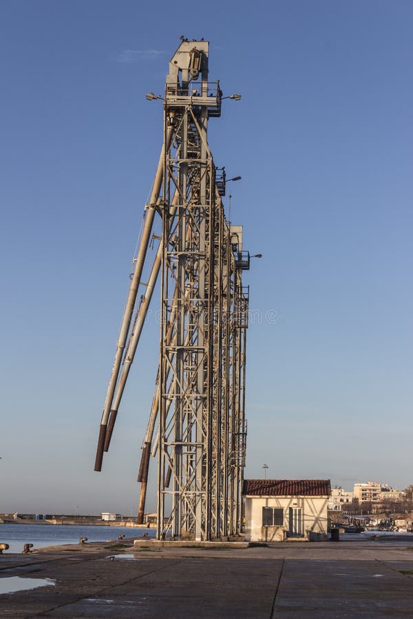 Ship loading grain tower stock photo. Image of logistics - 37854566