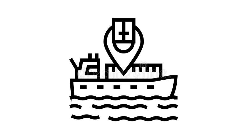 Ship Entering in Port Line Icon Animation Stock Video - Video of ...