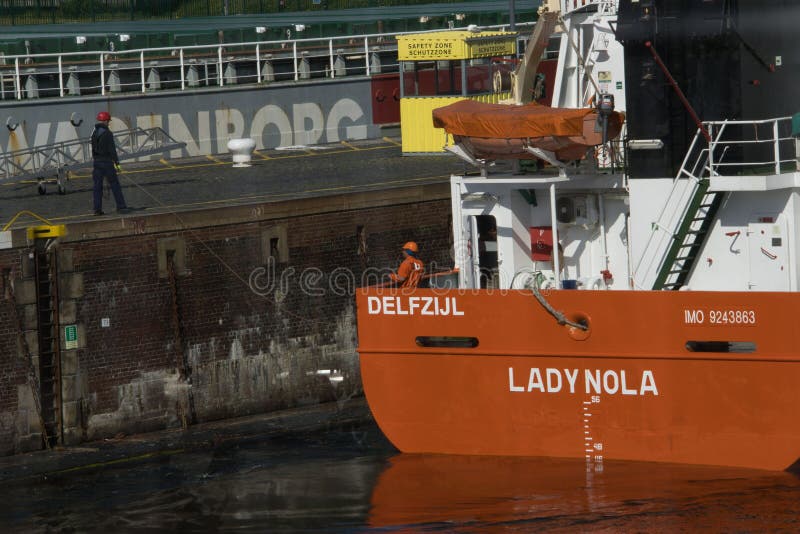 Ship in the Lock in the Morning. Editorial Photo - Image of steel ...