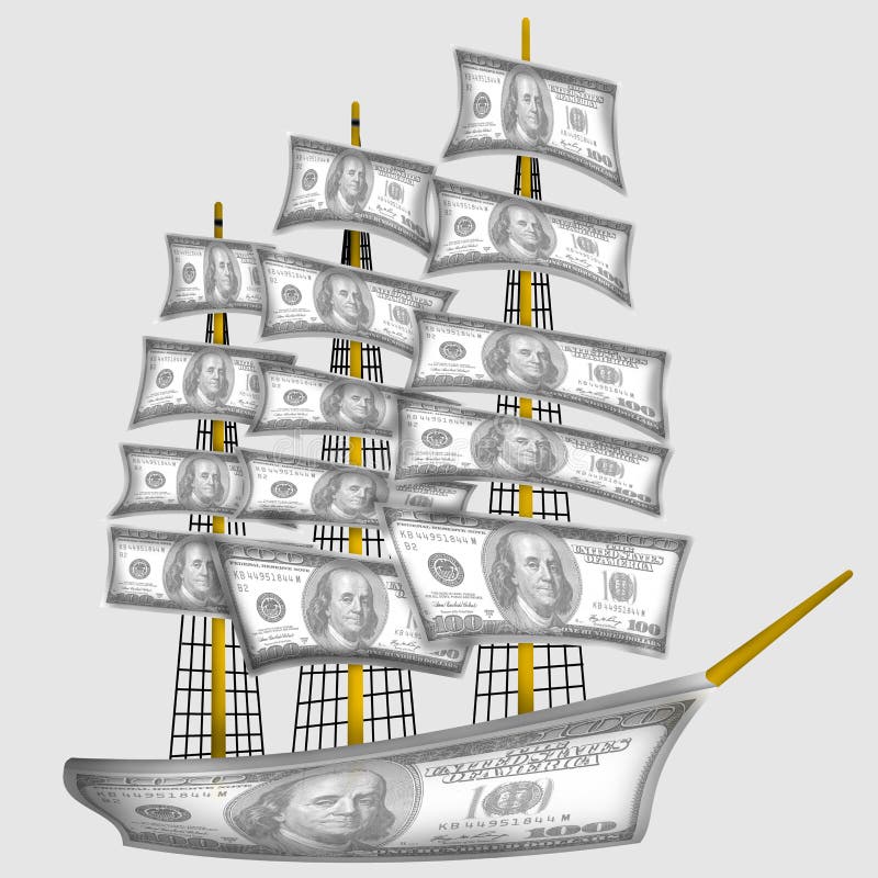 Ship made from dollars stock illustration. Illustration of concept ...