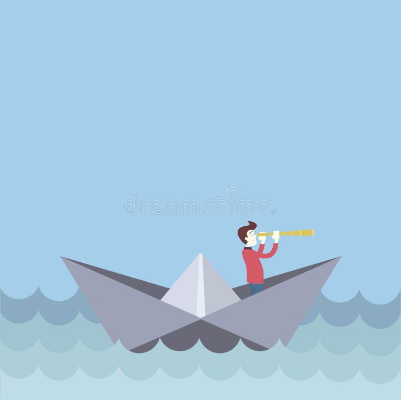 Ship with a man stock illustration. Illustration of vector - 128414870