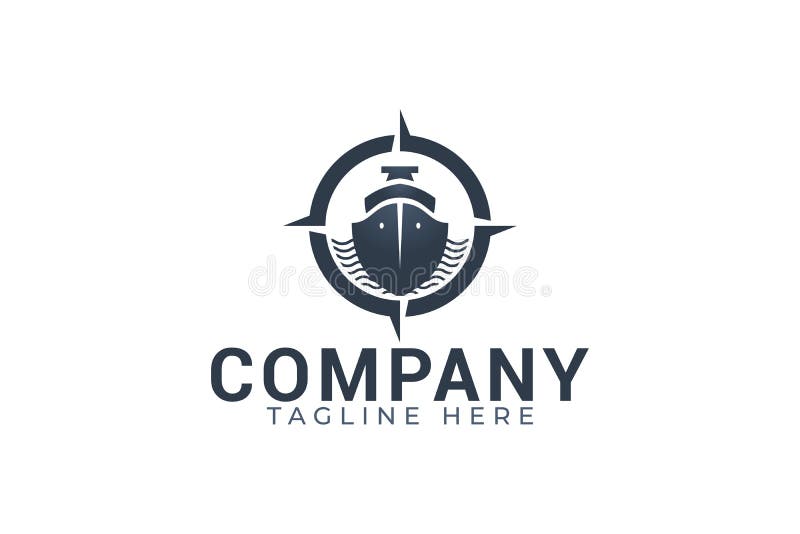 Ship Management Logo with a Combination of a Ship, Wave, and Compass or ...