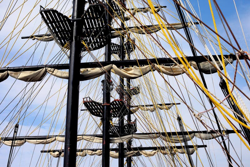 Ship Mast with Folded Sails Stock Image - Image of adventure, finland ...