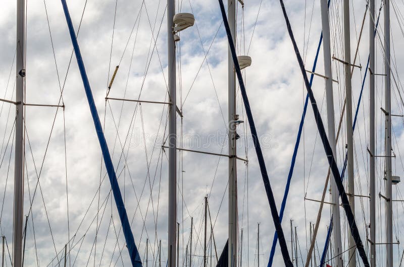 Ship masts in a port stock image. Image of travel, vessel - 262547507