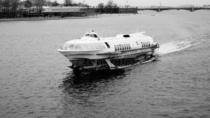 The Ship `Meteor` is Moving Along the Neva River Editorial Image ...