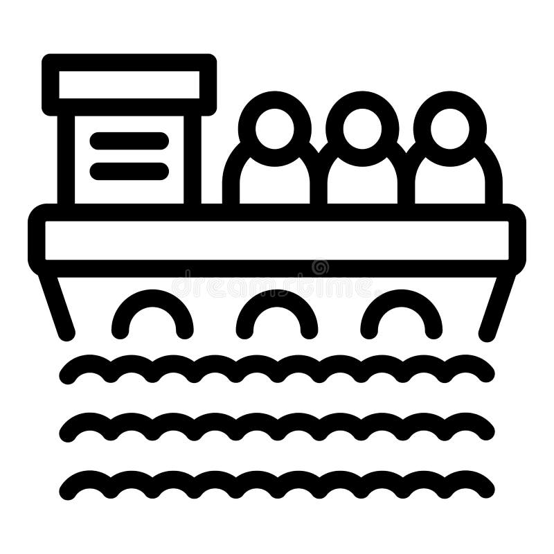 Ship Migration Icon Outline Vector. Migrant People Stock Illustration ...