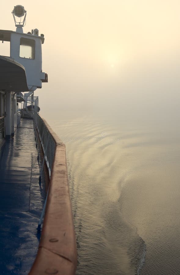 Ship in the morning mist stock photo. Image of nautical - 48687314