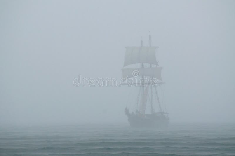 Ship in a mist stock image. Image of mist, boat, oceania - 70145873