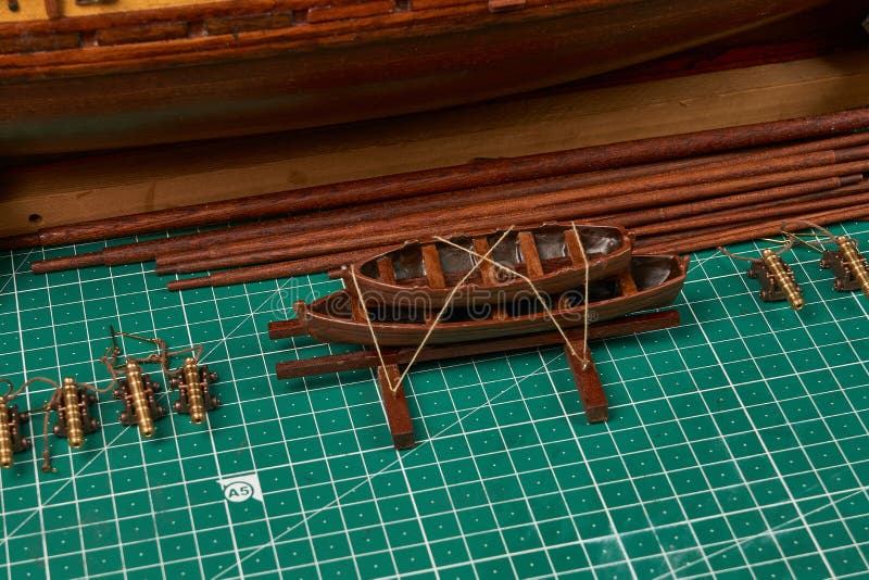 Ship Model Building in Progress. Assembly of Ship Model from Wood Stock ...