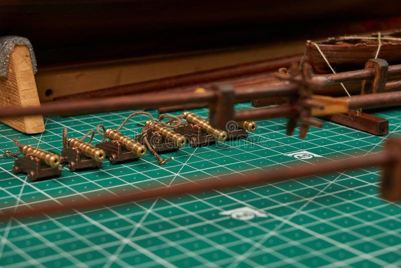 Ship Model Building in Progress. Assembly of Ship Model from Wood Stock ...