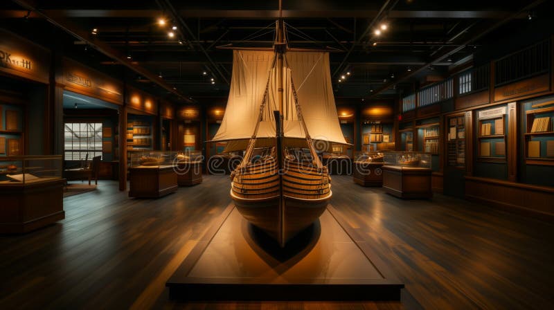 A Ship Model on Display in a Maritime Museum Stock Photo - Image of ...