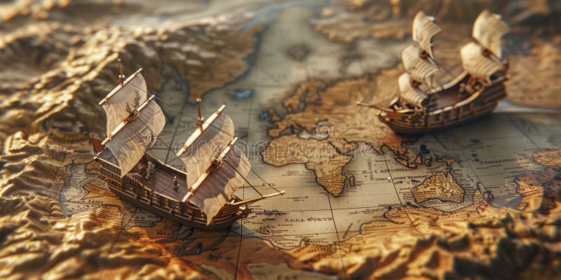 Ship Model on Map stock image. Image of chart, model - 377564701