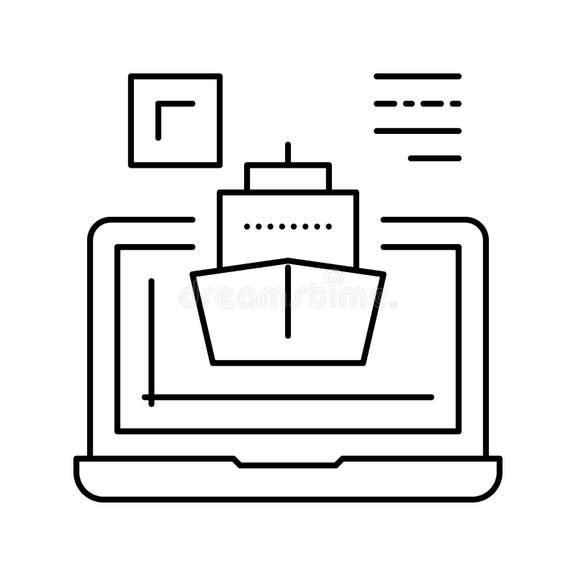 Ship Modeling Computer Program Line Icon Vector Illustration Stock ...