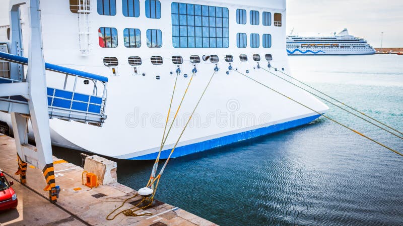Ship moored in harbor stock photo. Image of rope, cruiser - 54679540