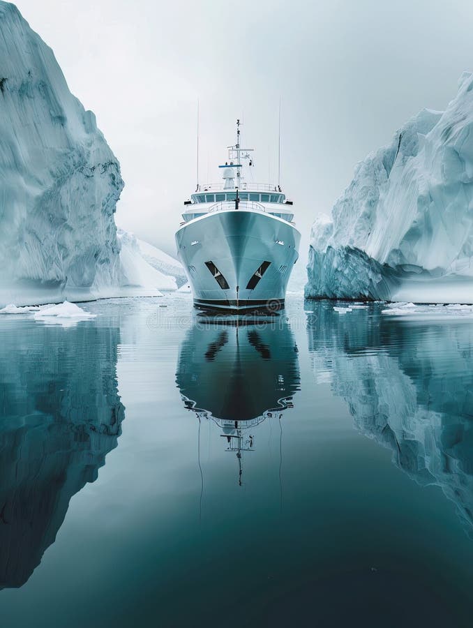 A Ship Navigating through Icebergs Illustrating the Careful and Bold ...