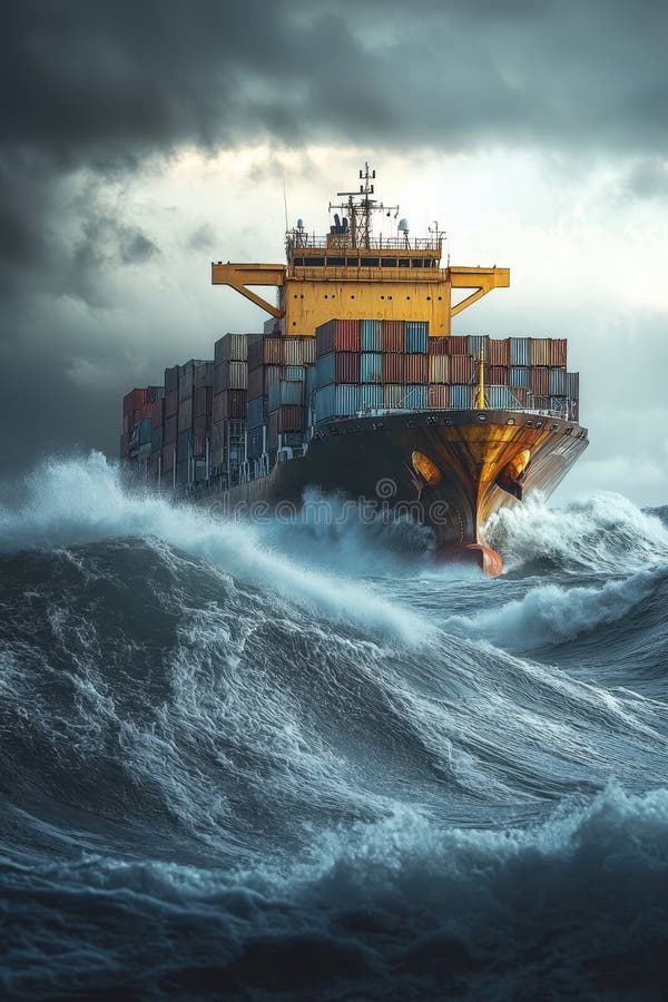 Ship Navigating through Turbulent Waters Under a Dramatic Sky with ...