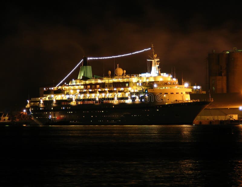 Ship at night stock image. Image of ocean, cargo, lights - 68617