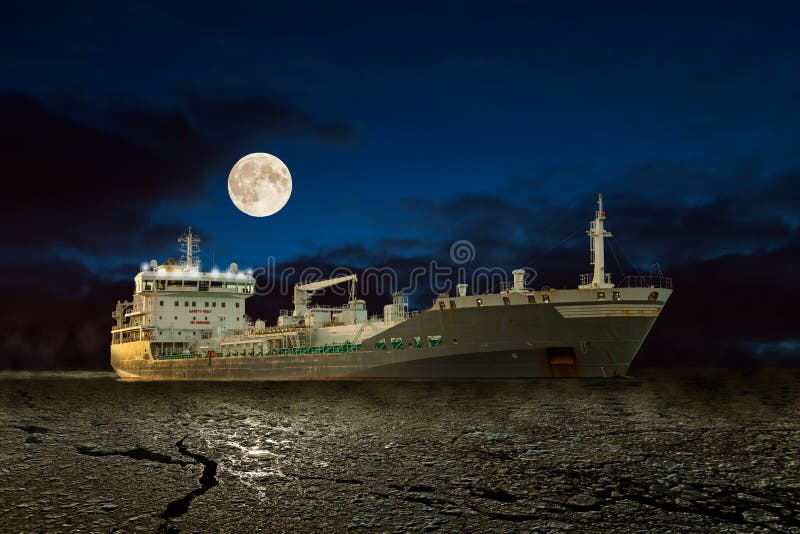 Ship at night stock photo. Image of blocks, fossil, environmental ...