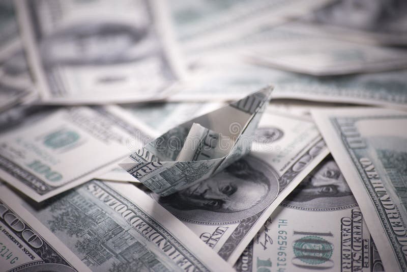 Ship origami banknotes stock photo. Image of loan, making - 89009872
