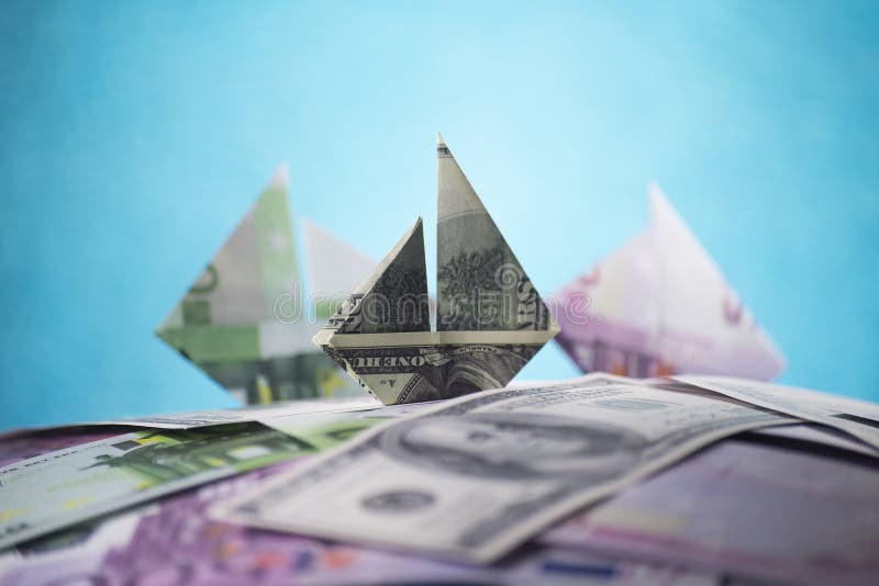Ship origami banknotes stock image. Image of freight - 89010889