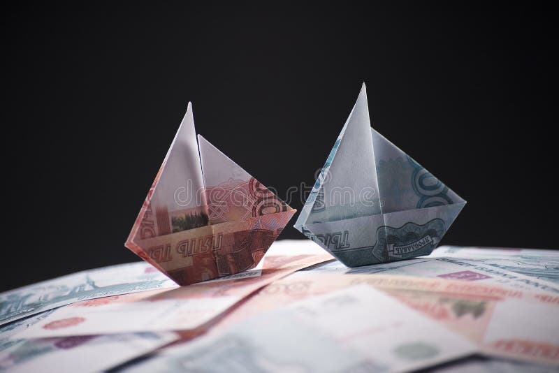 Ship origami banknotes stock photo. Image of loan, concept - 89014504