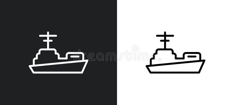 Ship Outline Icon in White and Black Colors. Ship Flat Vector Icon from ...