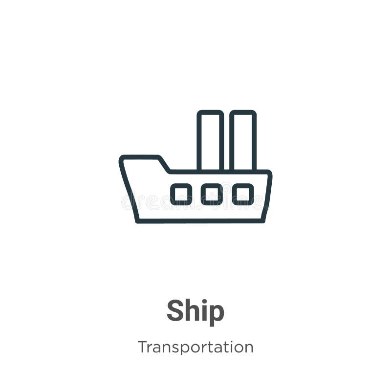 Ship Outline Vector Icon. Thin Line Black Ship Icon, Flat Vector Simple ...