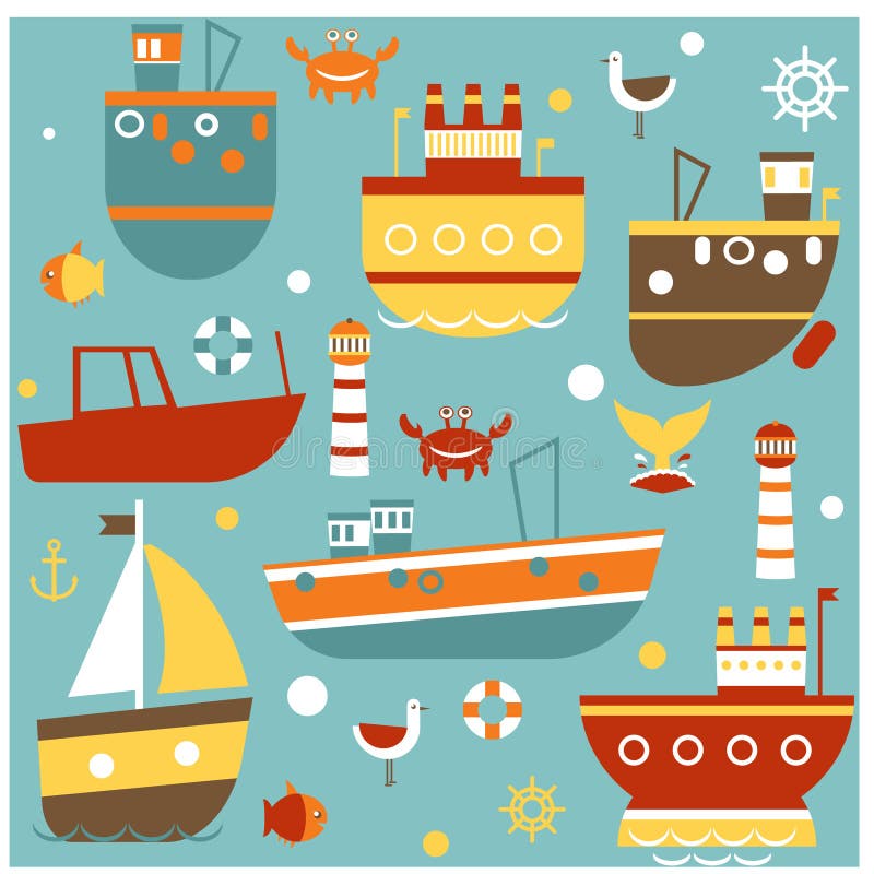 Ship Pattern Flat Illustration Seamless Design Stock Vector ...