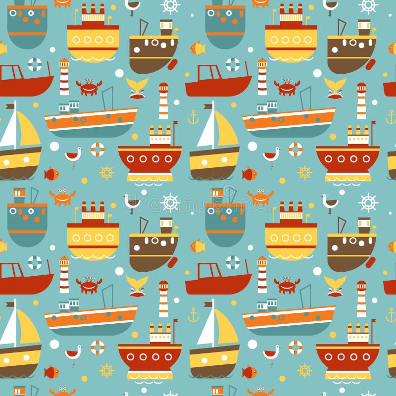 Ship Pattern Flat Illustration Background Design Stock Vector ...