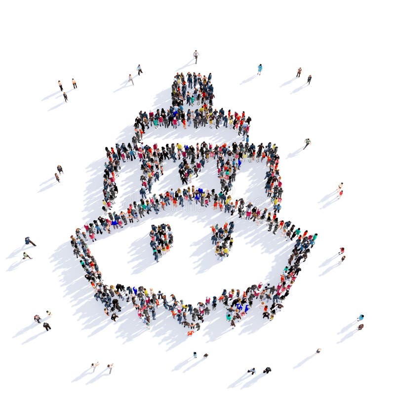 Ship people 3D rendering stock illustration. Illustration of container ...