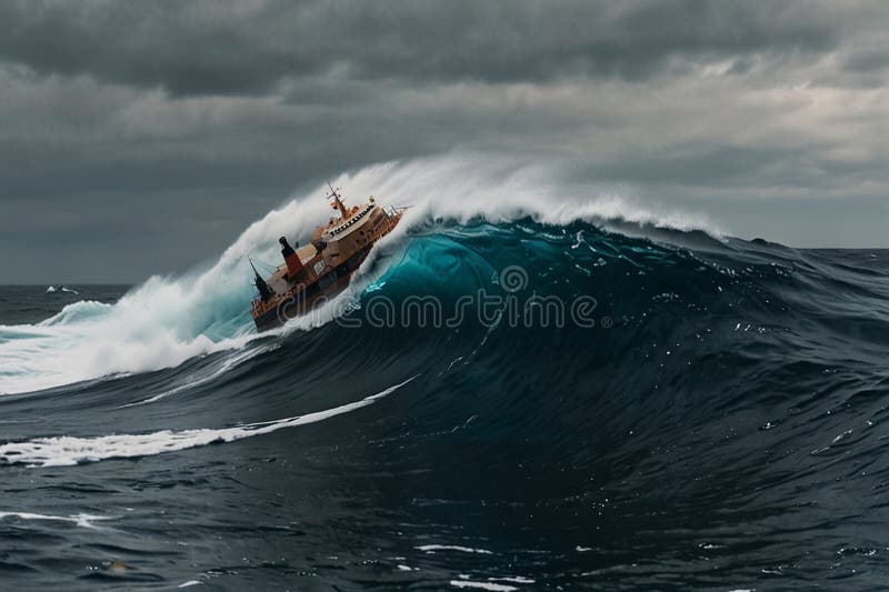 A Ship Photo,running in the Ocean Wave 3 Stock Illustration ...