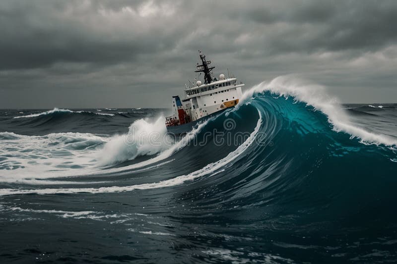 A Ship Photo,running in the Ocean Wave 4 Stock Illustration ...
