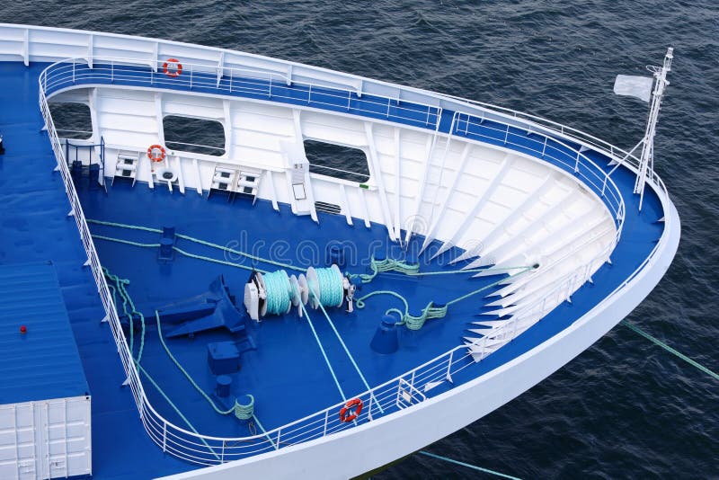 Ship in Port, Bow of Ship with Container Stock Photo - Image of ocean ...