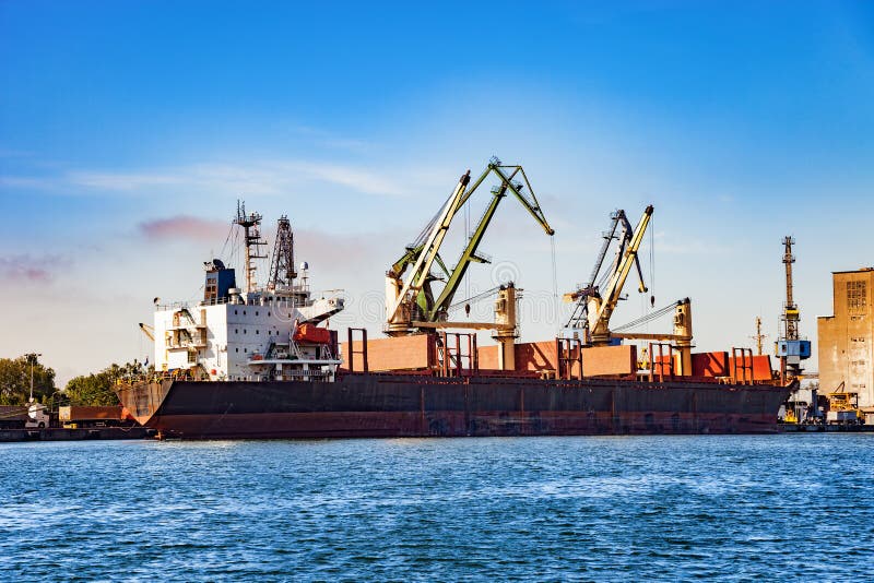 Ship in port stock image. Image of pier, maritime, industrial - 80398909