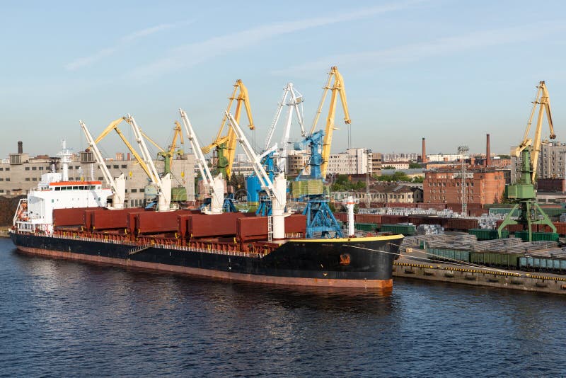Ship in the Port Near the Quay. Stock Photo - Image of water, mobility ...