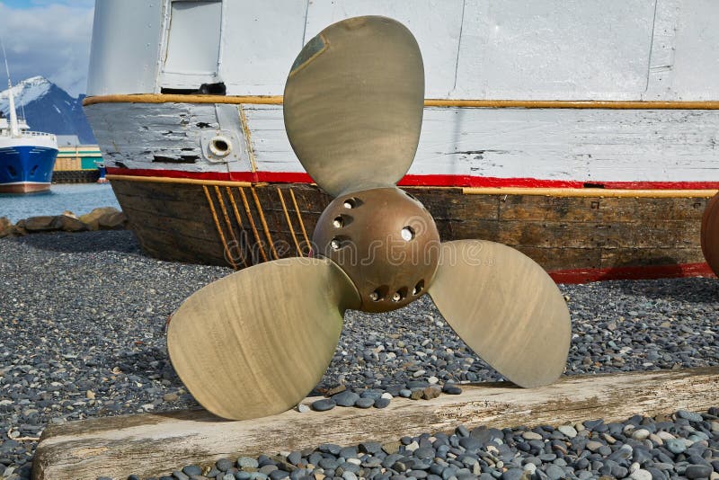 Ship propeller on shore stock image. Image of maritime - 198688969
