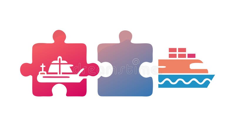 Ship & Puzzle Pieces, Logistics Solutions & Maritime Transport, Vector ...