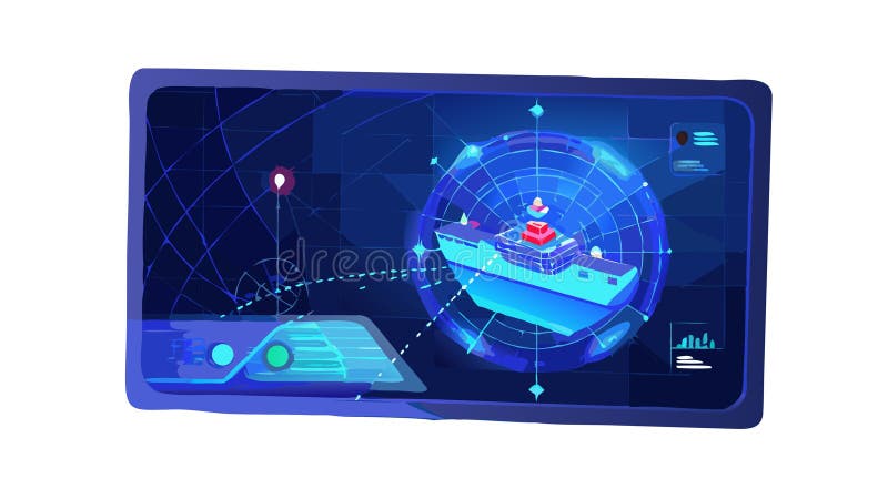 Ship Radar System Interface Vector Illustration, Vector Design ...