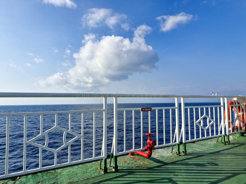 Ship Railings and Empty Ocean Stock Image - Image of happy, stylish ...