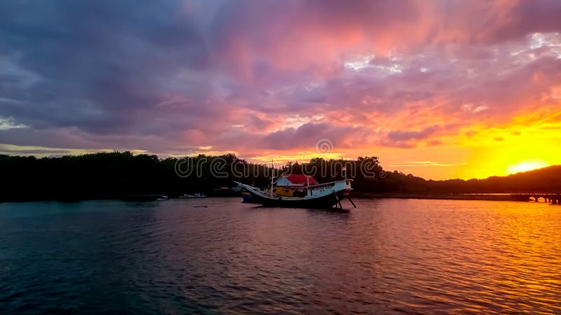 A Ship in the Rays of the Rising Sun from the Eastern Horizon Stock ...