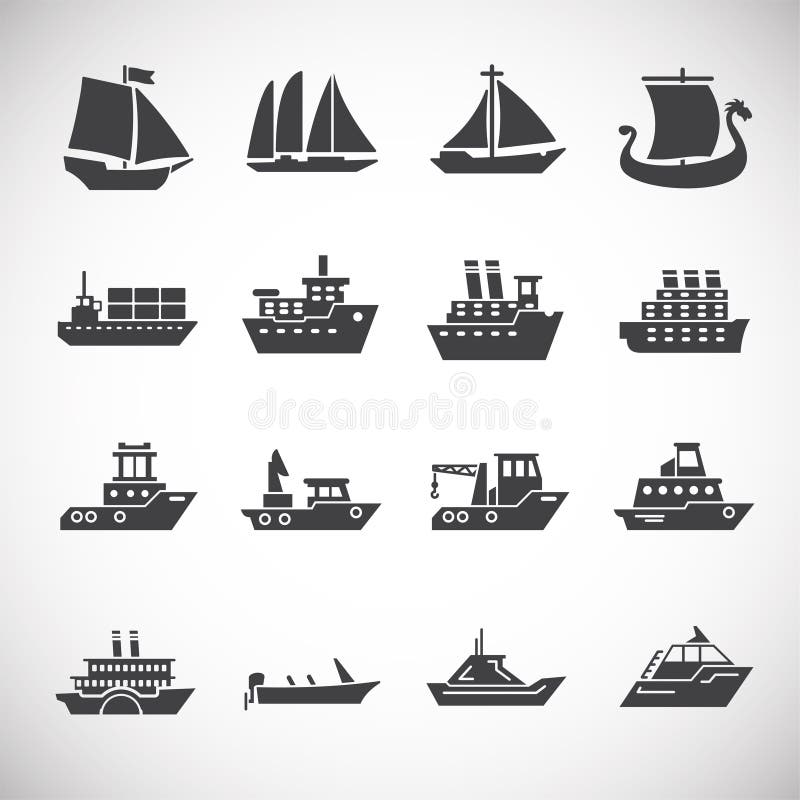Ship Related Icons Set on Background for Graphic and Web Design ...