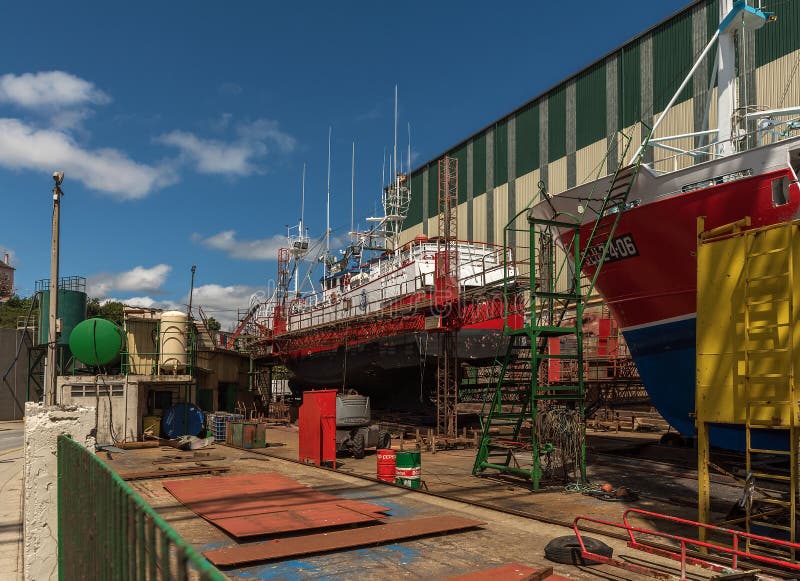 Ship for Repair in a Shipyard, Burela, Galicia, Spain Editorial Stock ...
